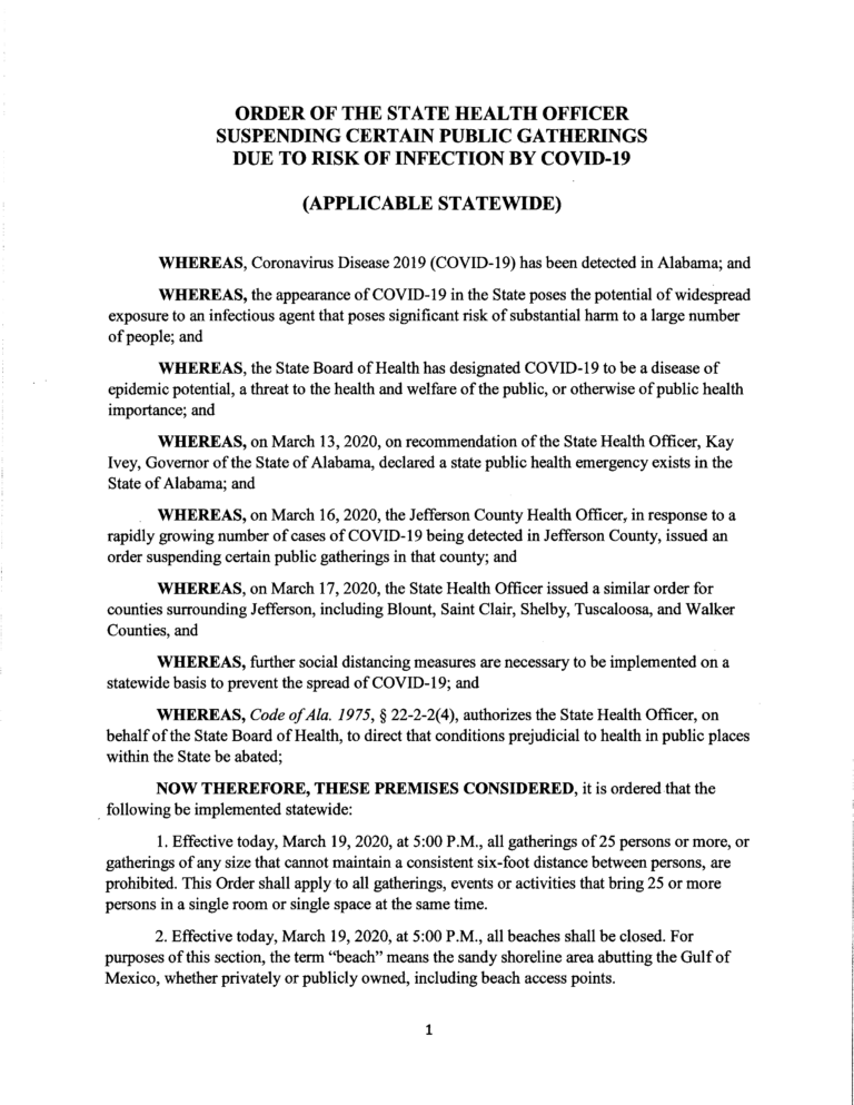 COVID-19: Ivey, ADPH issue new statewide public health order, effective ...