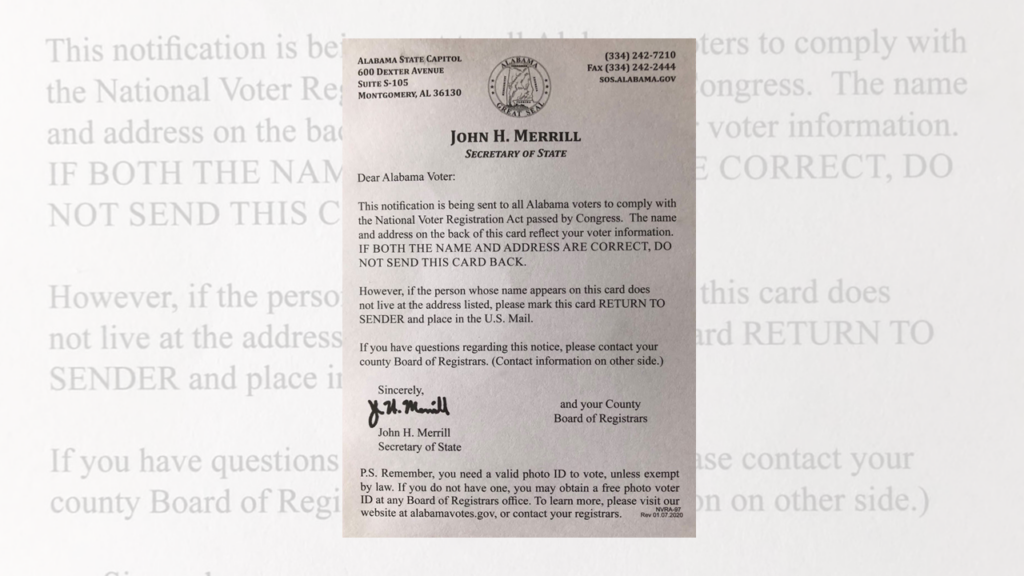 Registered Alabama voters to begin receiving voter update cards at home ...