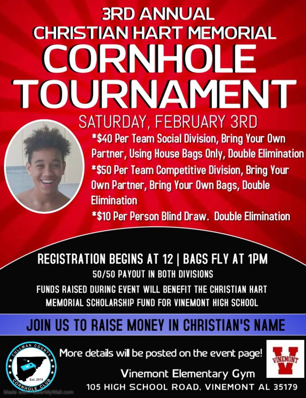 3rd annual Christian Hart Memorial Cornhole Tournament set for Feb. 3 - The Cullman Tribune