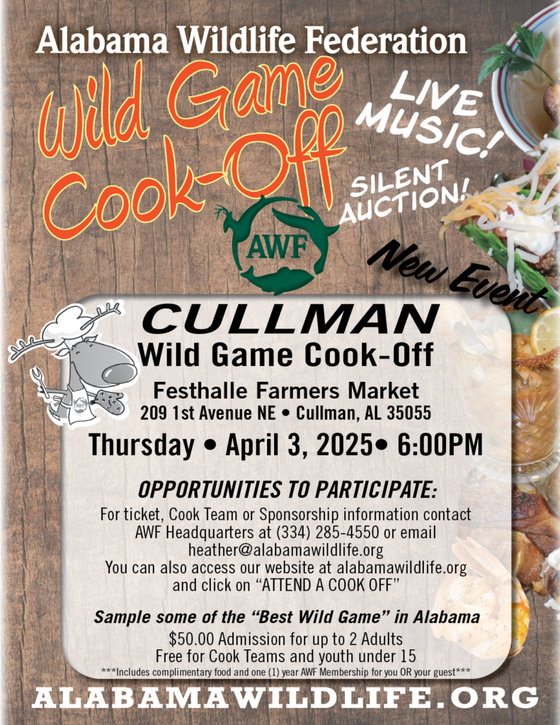 Alabama Wildlife Federation hosting inaugural Wild Game Cook-Off April ...