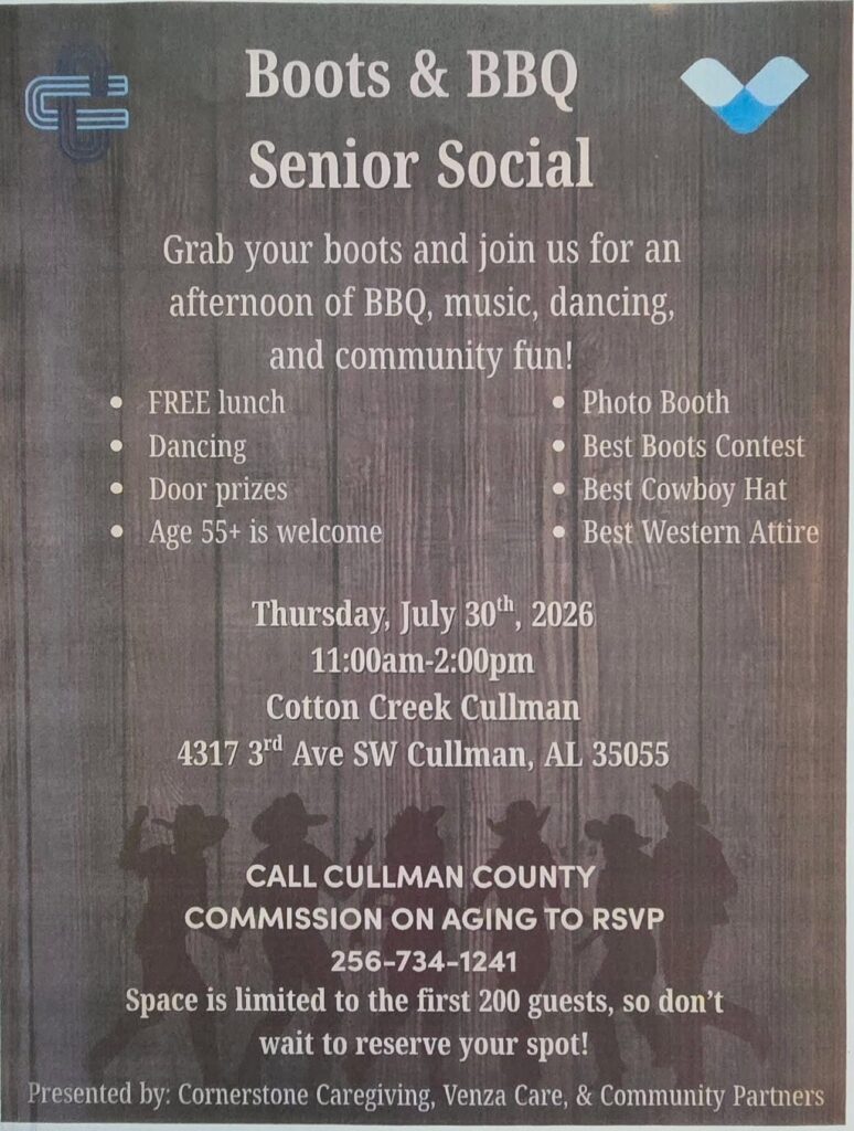 Register now for the July 30 Boots & BBQ Senior Social - The Cullman ...